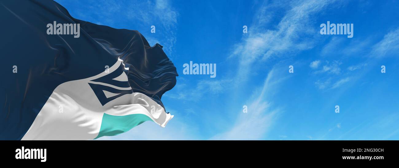 official flag of Proposed Taiwan the Formosa at cloudy sky background ...