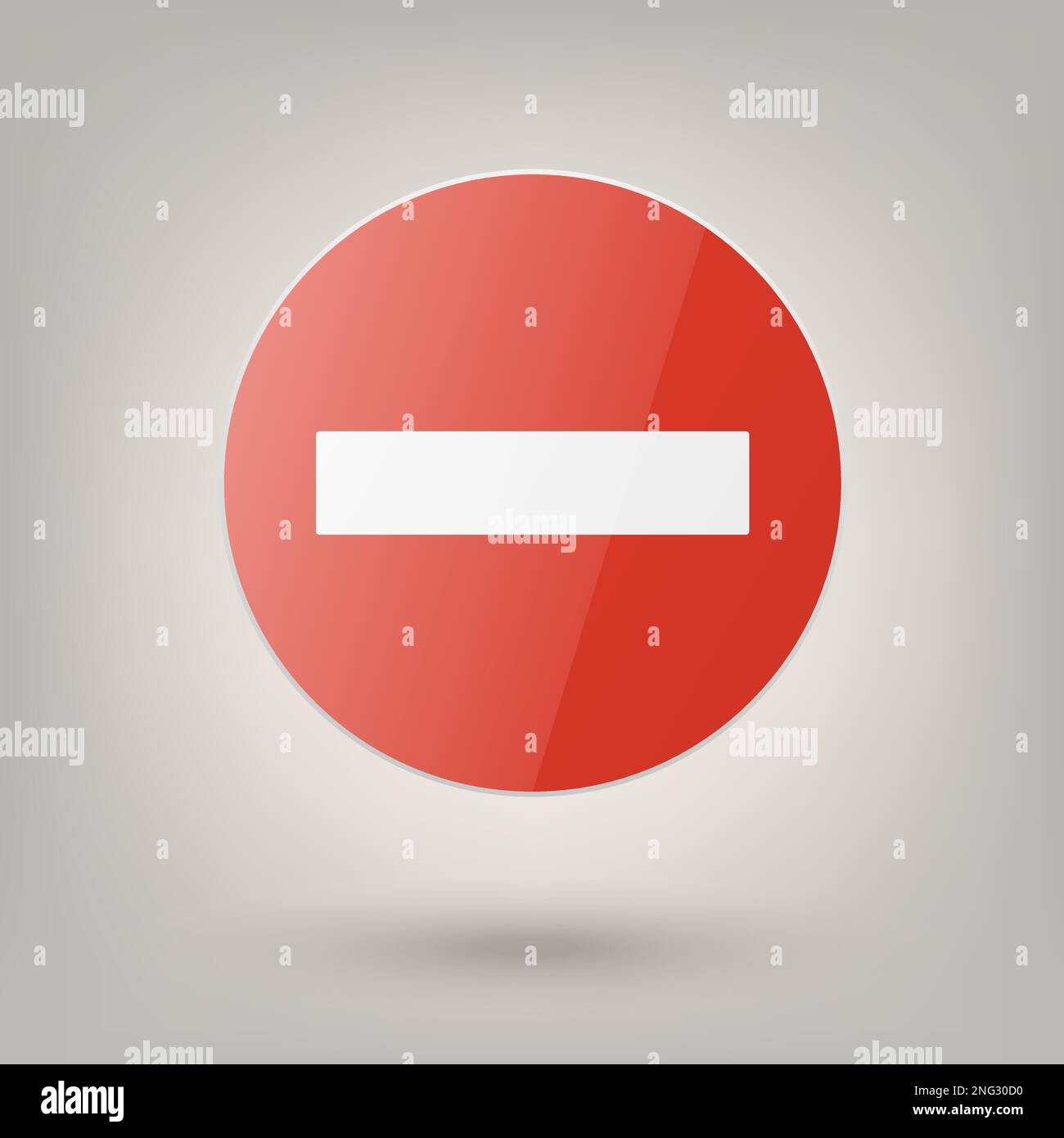 Do Not Enter. Vector White and Red Round Glossy Prohibition Stop Sign ...