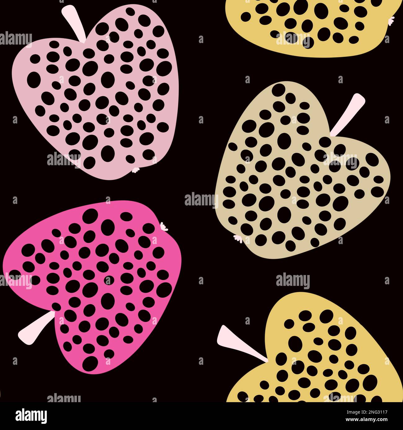 Cartoon fruit seamless apples and polka dots pattern for wrapping paper ...