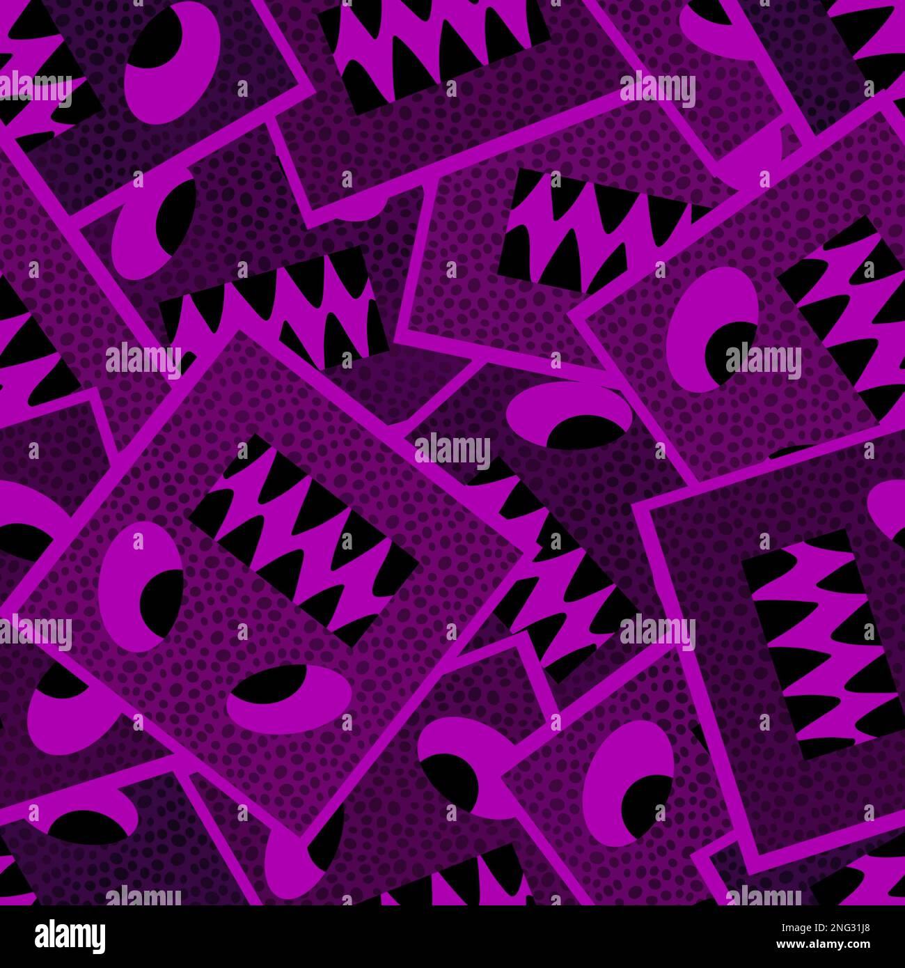 Cartoon geometric aliens seamless monster square pattern for wrapping ...