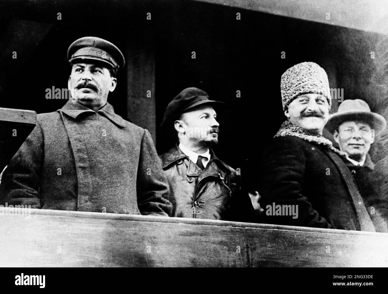 From left to right, Russian leader Josef Stalin, Soviet politician ...