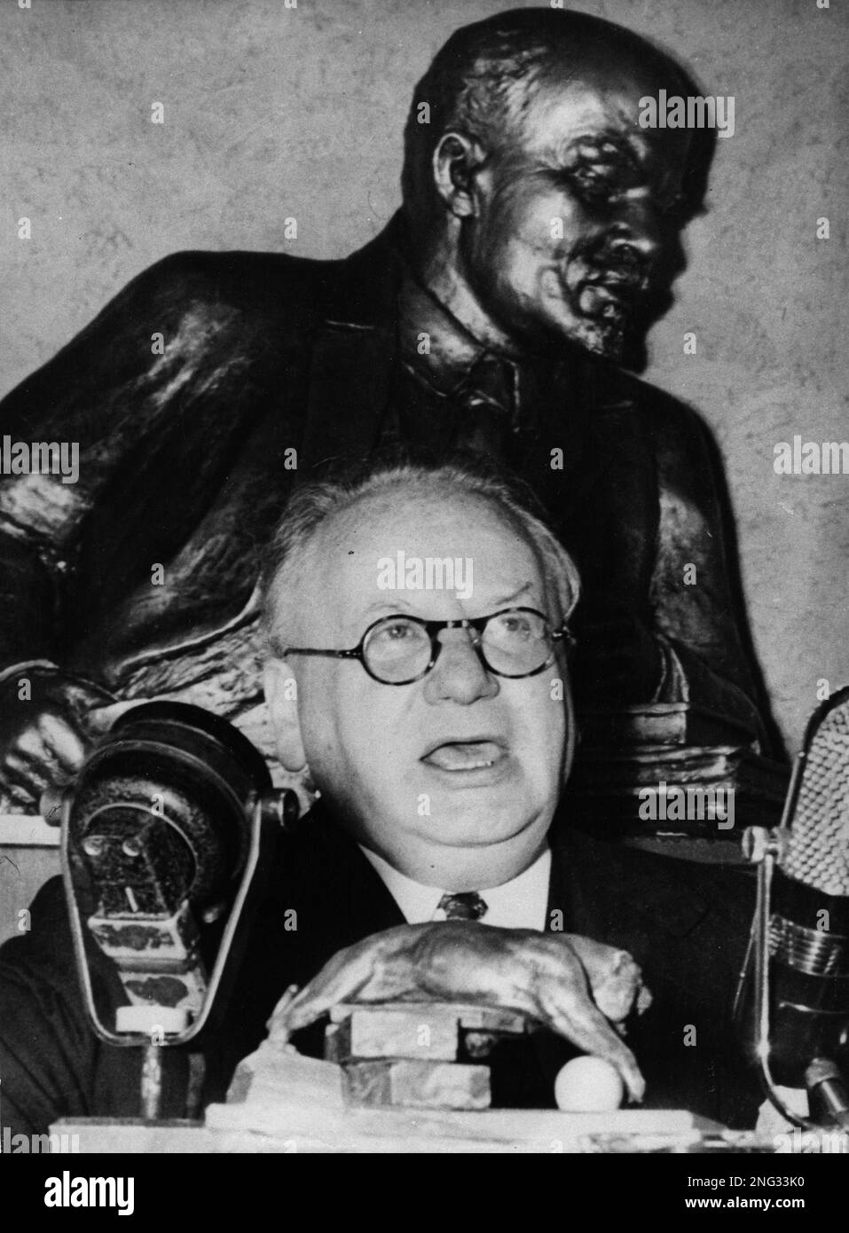Soviet ambassador Maxim Maximovich Litvinov, right, sits in front of a ...