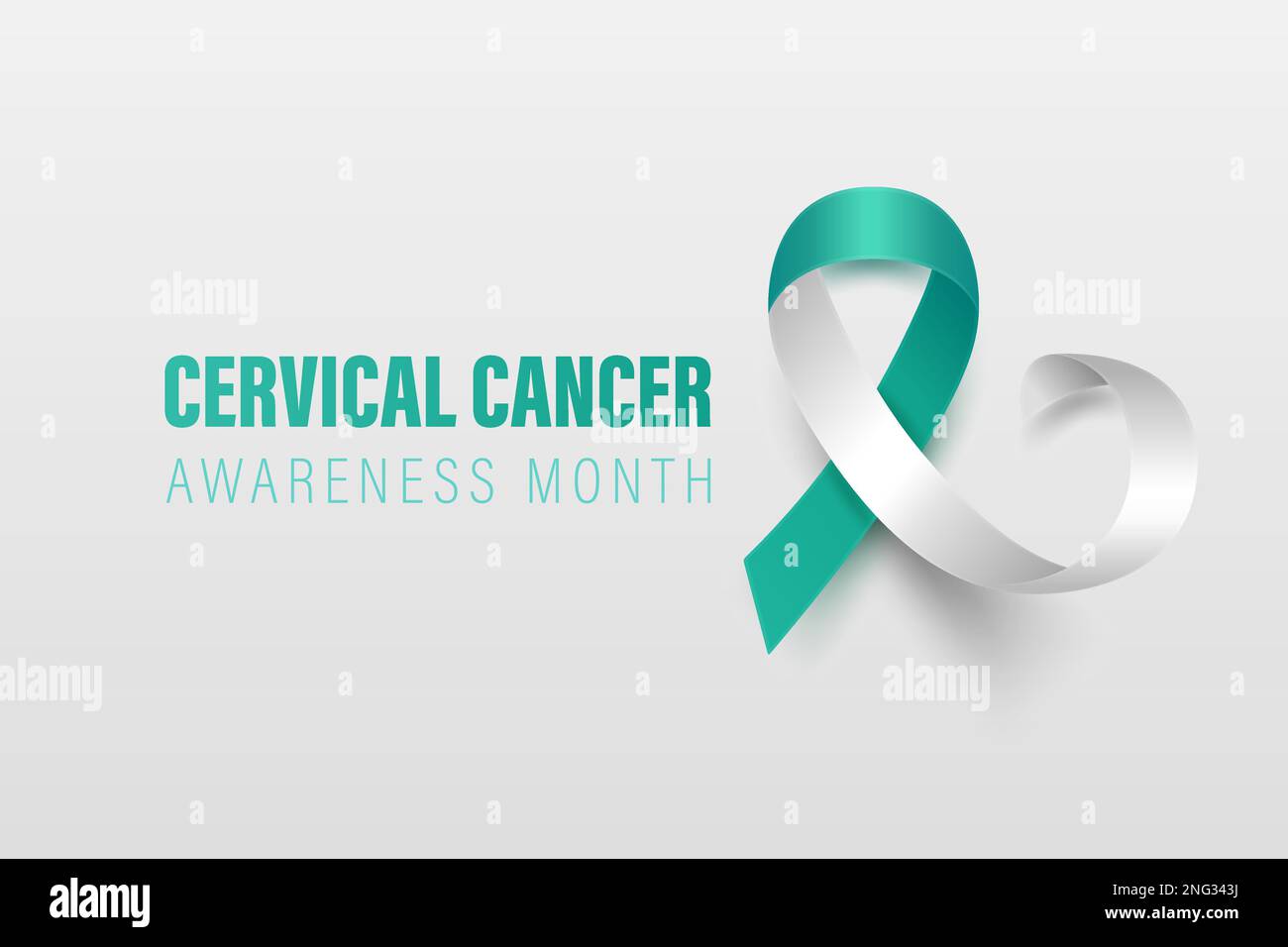 Cervical Cancer Banner, Card, Placard with Vector 3d Realistic Teal and ...