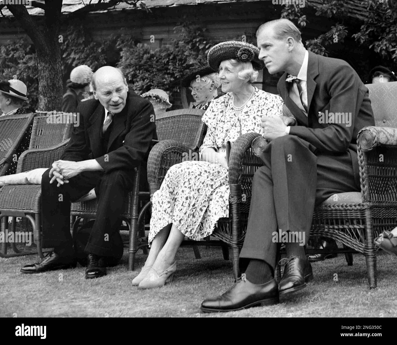 Britain's Duke of Edinburgh, right, and Prime Minister Clement Attlee ...