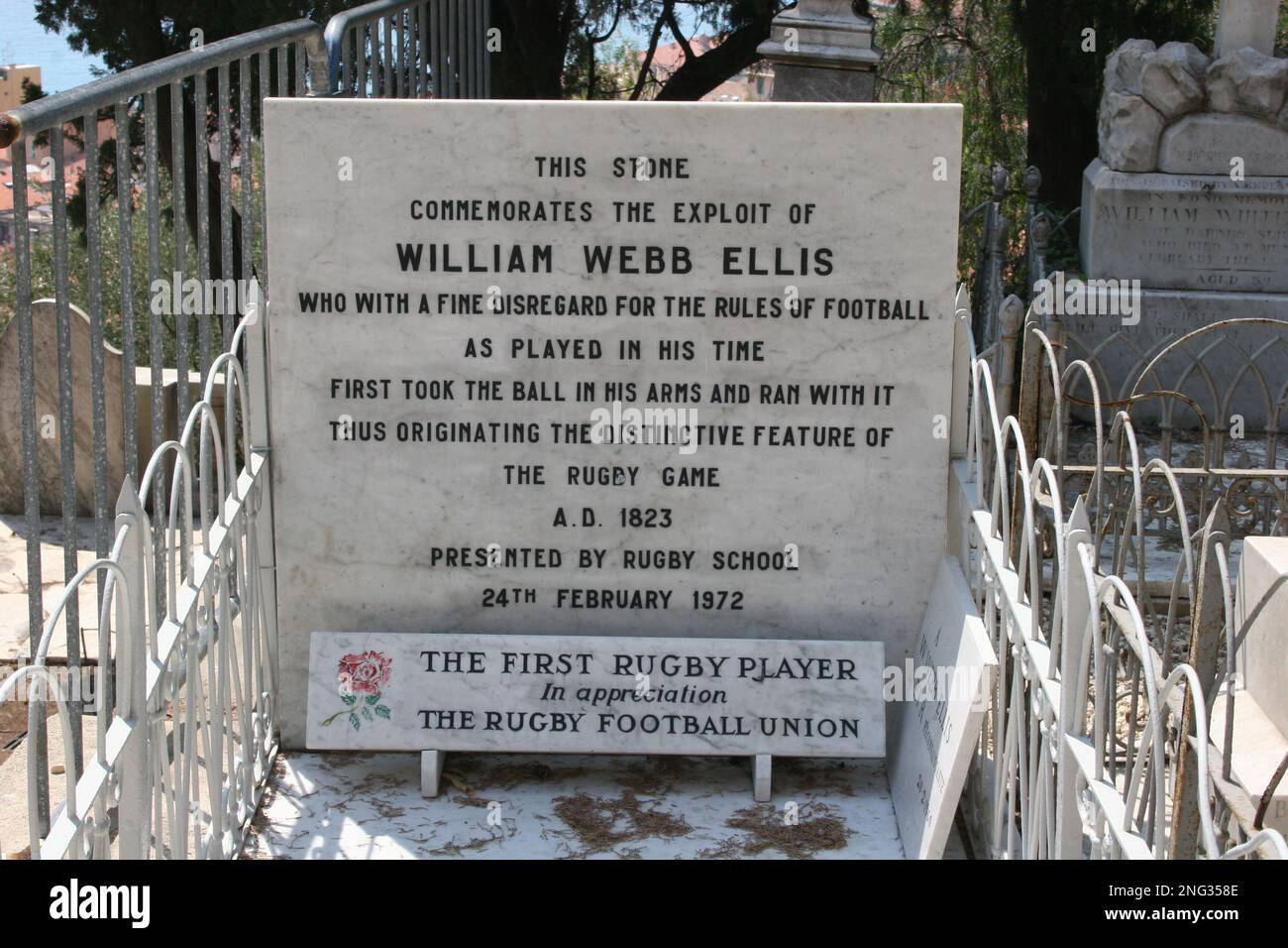 William Webb Ellis' grave is seen at the Cimetiere du Vieux Chateau ...