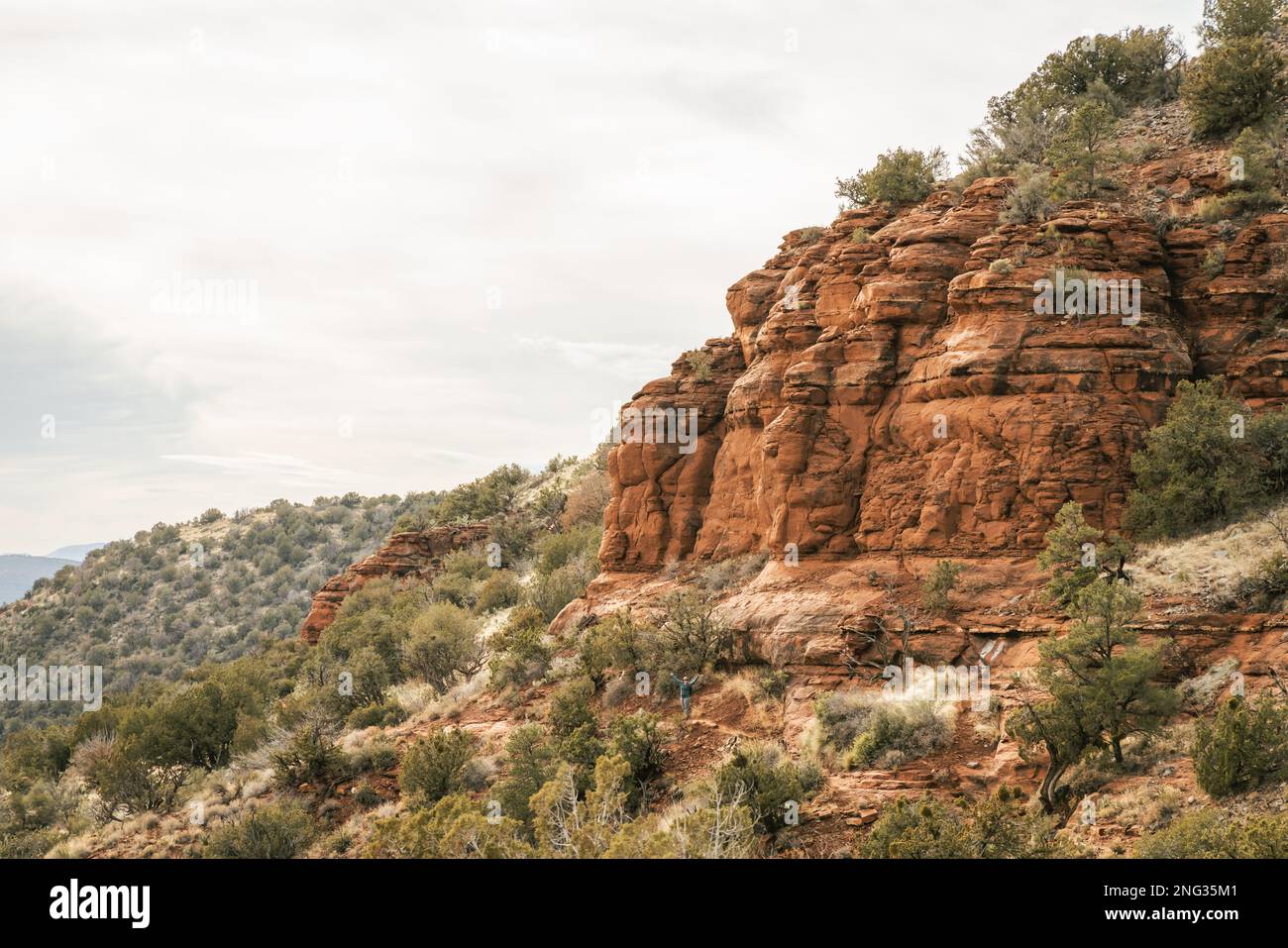Young female woman walking on popular hiking trail in Sedona Arizona ...