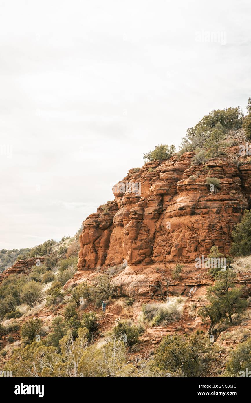 Young female woman walking on popular hiking trail in Sedona Arizona ...