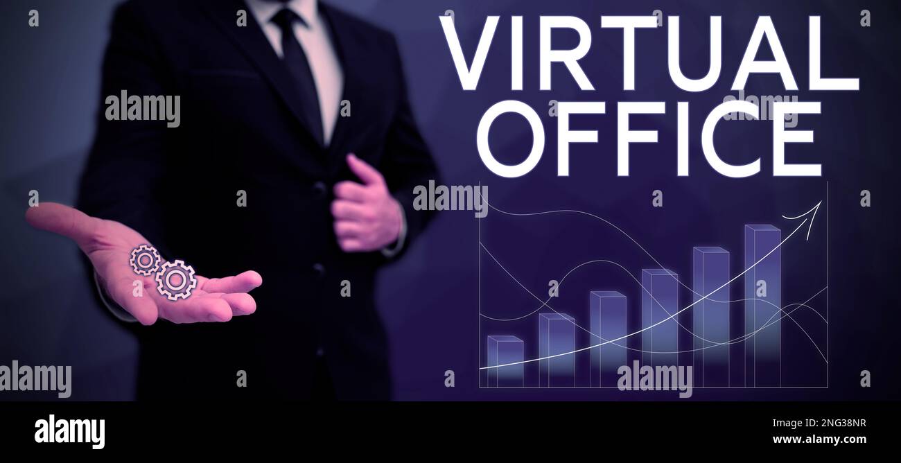 Handwriting text Virtual Office. Business concept Mobile work ...