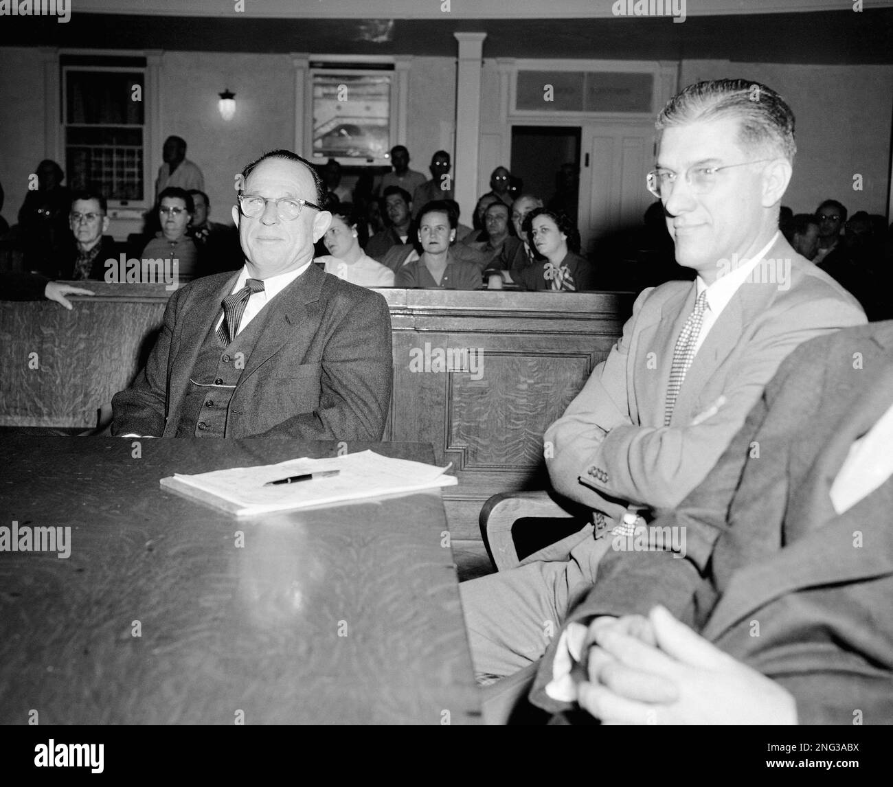 George B. Parr, above ,smiles at New Braunfels, Texas court January 30, 1957 as a jury convicted ...