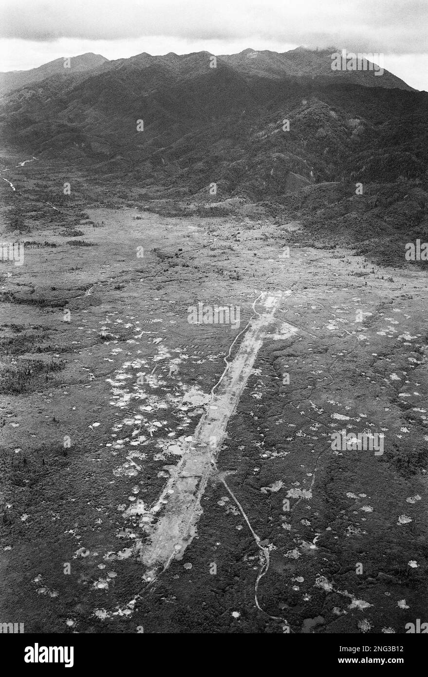 The abandoned airstrip and Special Forces camp at Tabat in the center ...