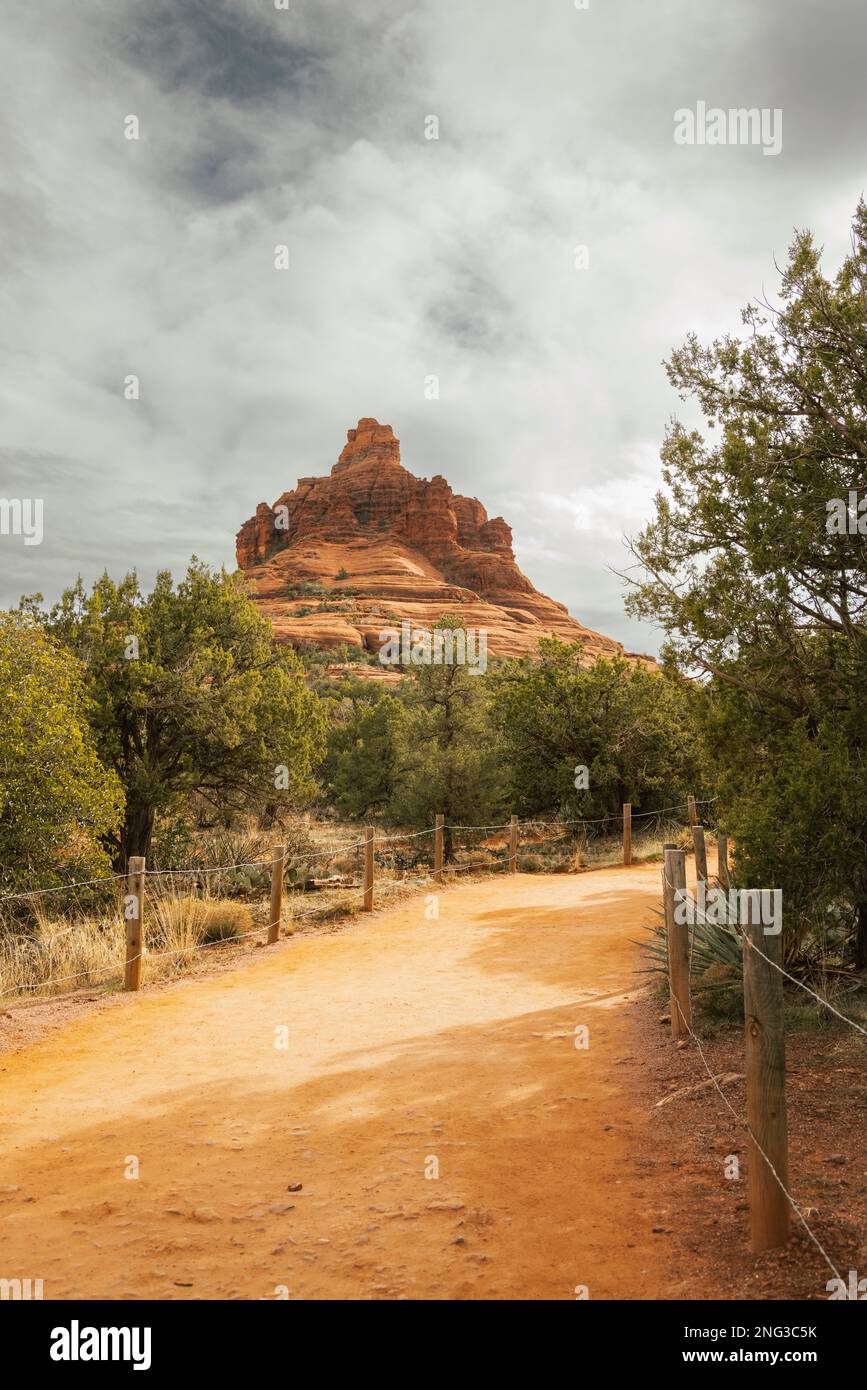 Beautiful Bell Rock and trail in red rock formations within coconino ...