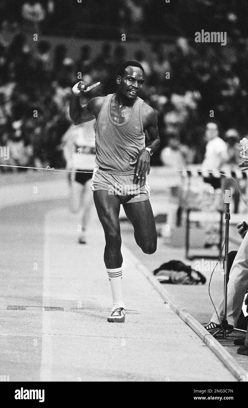 Henry Rono of Kenya captures the two-mile in 8:21.7 during the 1st ...