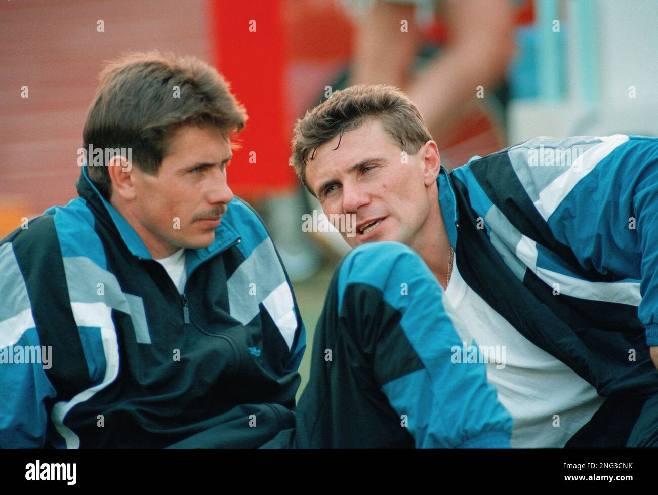 Pole Vaulter Sergei Bubka, right, is pictured with fellow pole vaulter and brother Vasily Bubka ...