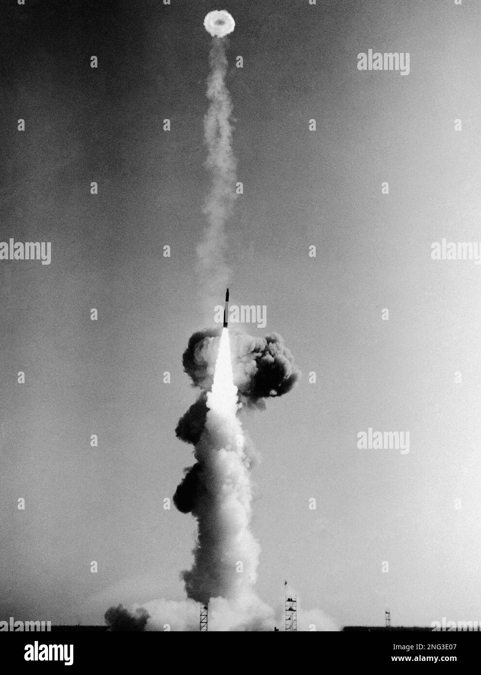 Smoke ring caused by ignition of the rocket in the underground launch ...