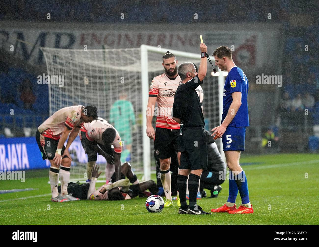 Cardiff City's Mark McGuinness is shown a yellow card during the Sky ...