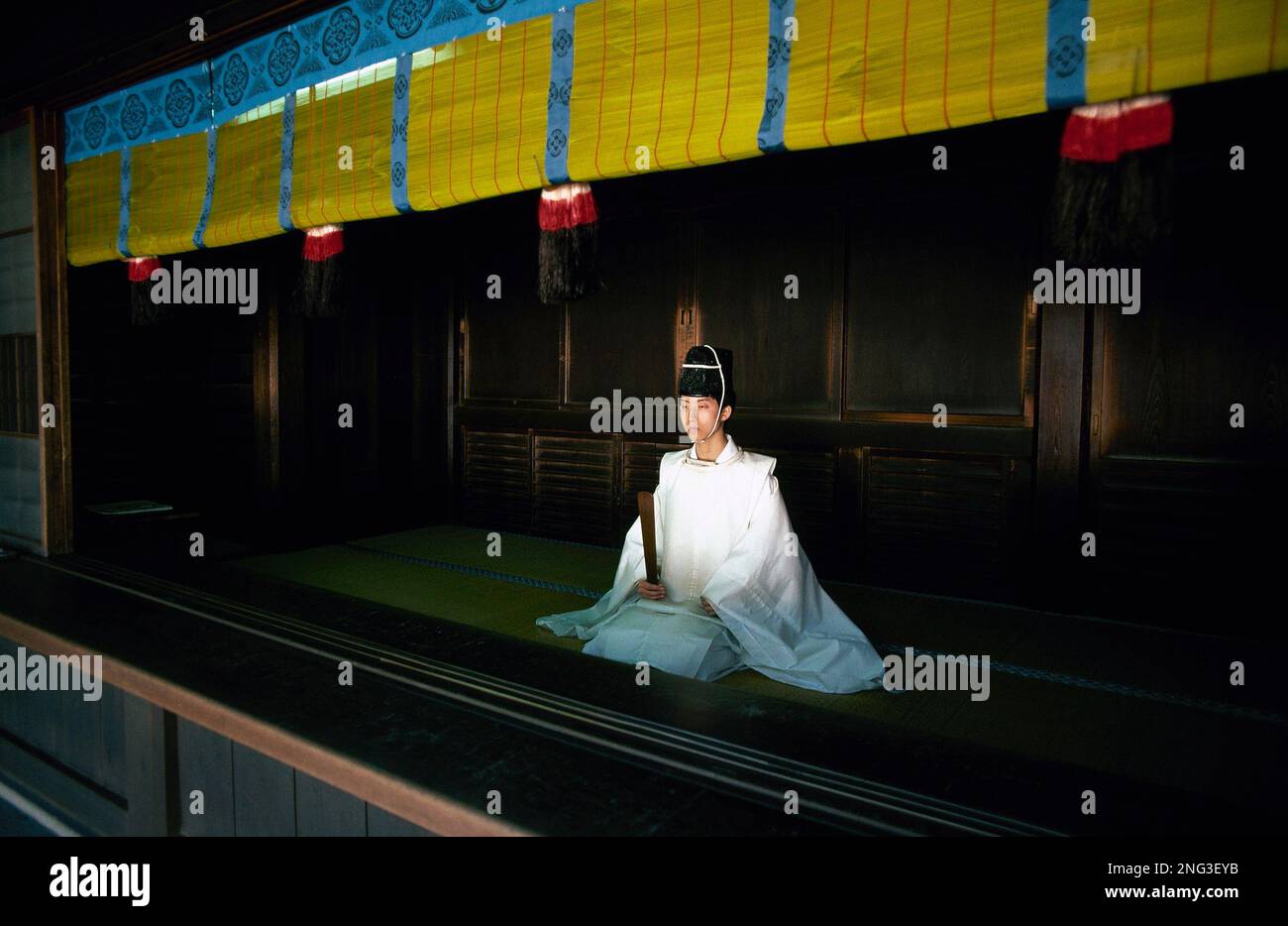 Shinto priest at the Meiji Shrine in Tokyo, one of the most important ...