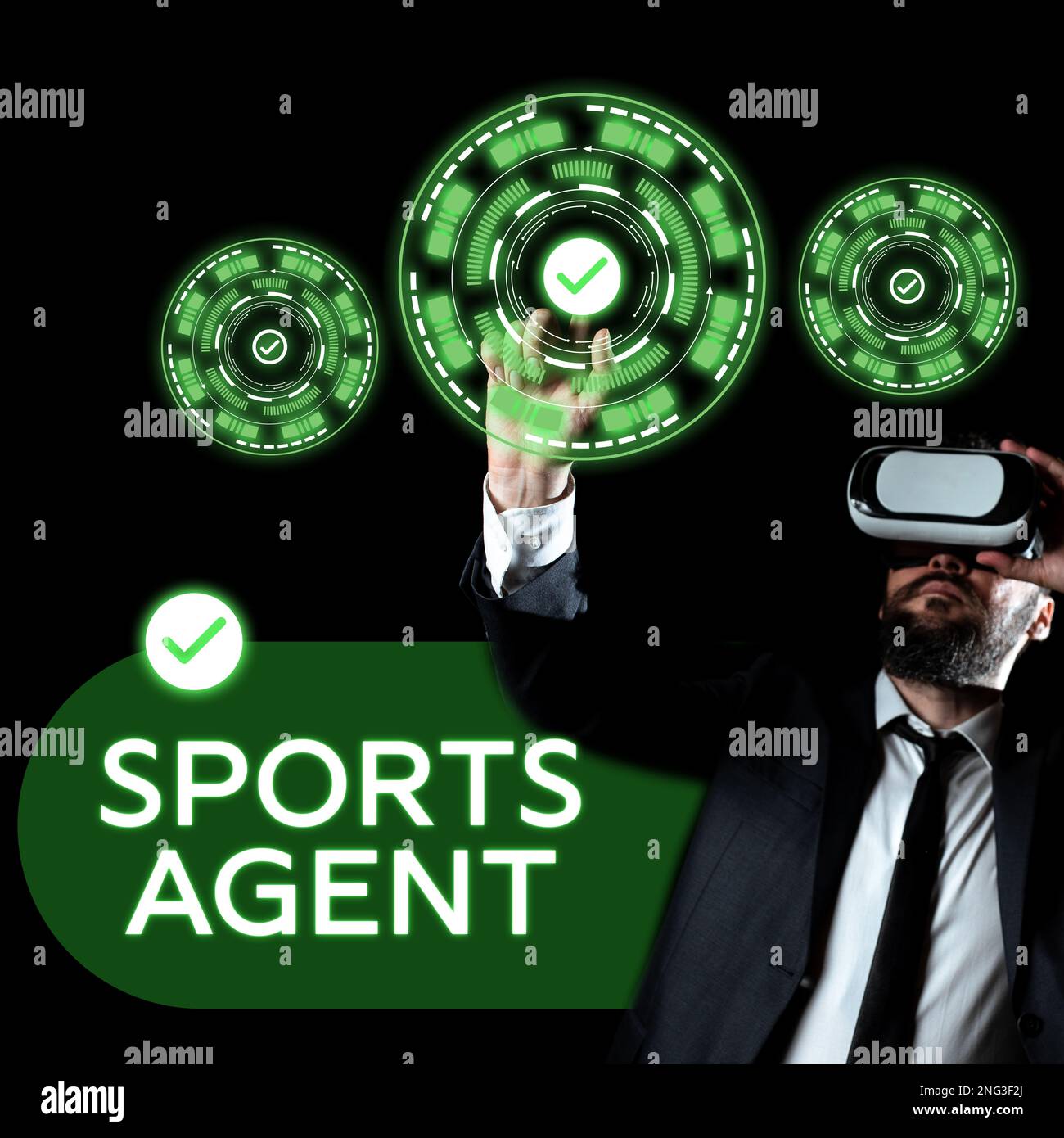 Text caption presenting Sports Agent. Business showcase person manages ...
