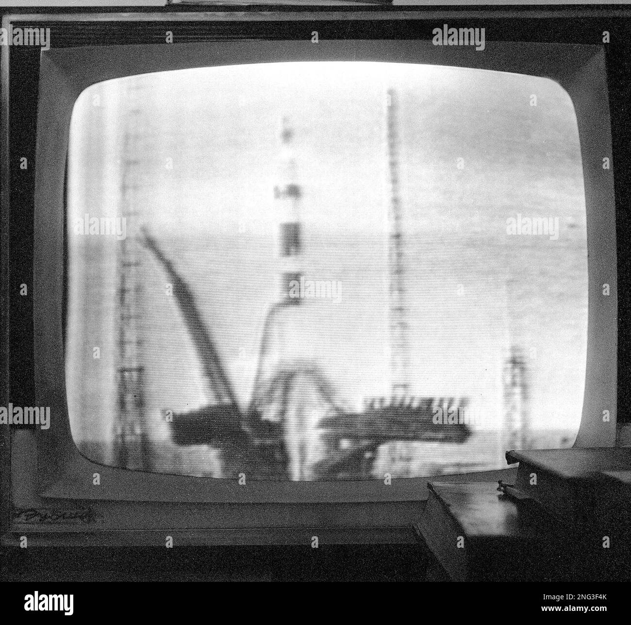 Soviet spacecraft Soyuz 3 hurtles into space after being launched from the Baikonur Cosmodrome ...