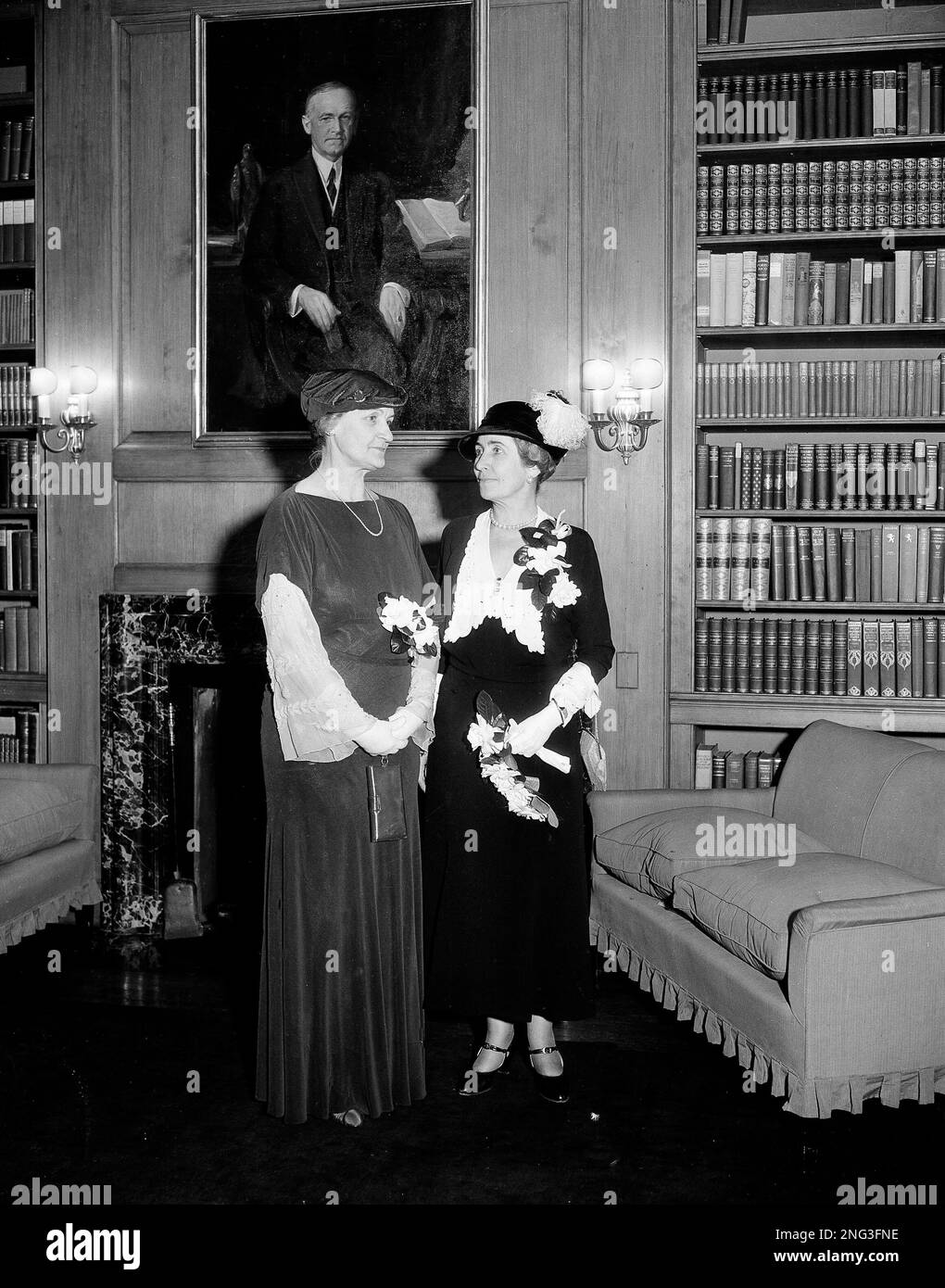 Grace Coolidge, right, widow of former President Calvin Coolidge ...