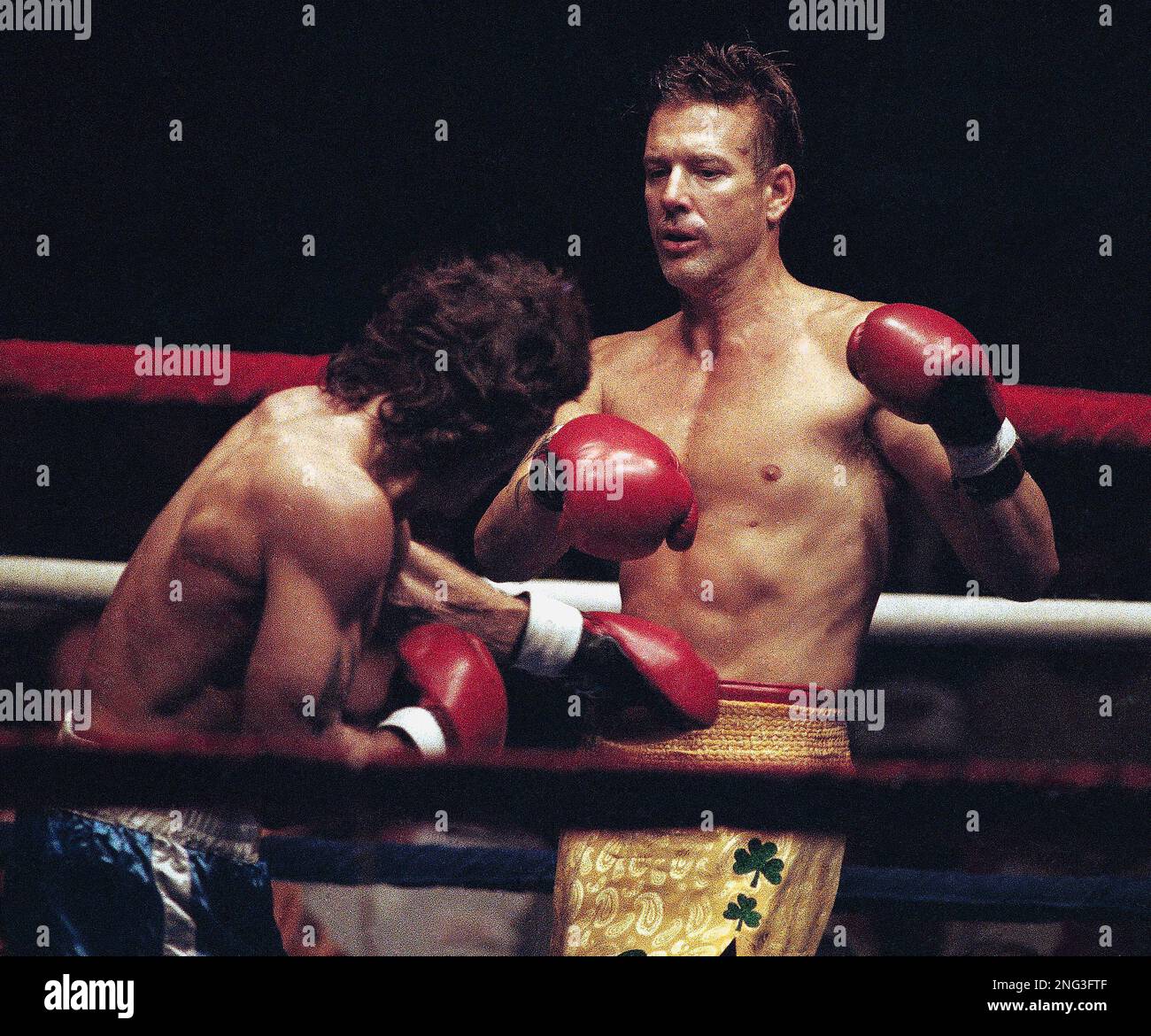 Actor- boxer Mickey Rourke is shown in his professional boxing debut ...