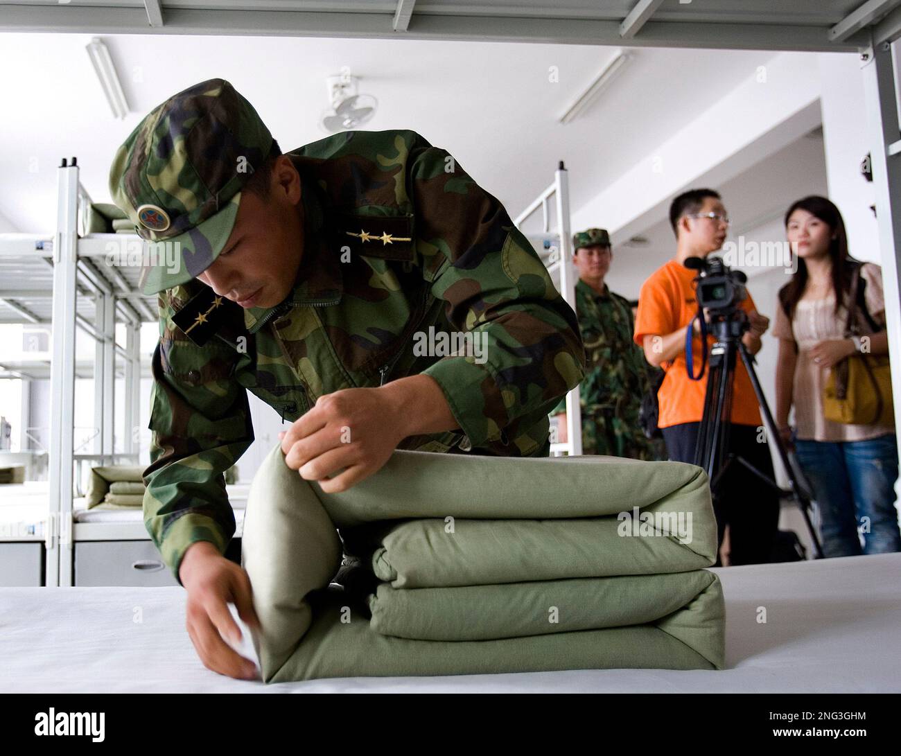A Chinese soldier from the People's Liberation Army's (PLA) 196th ...