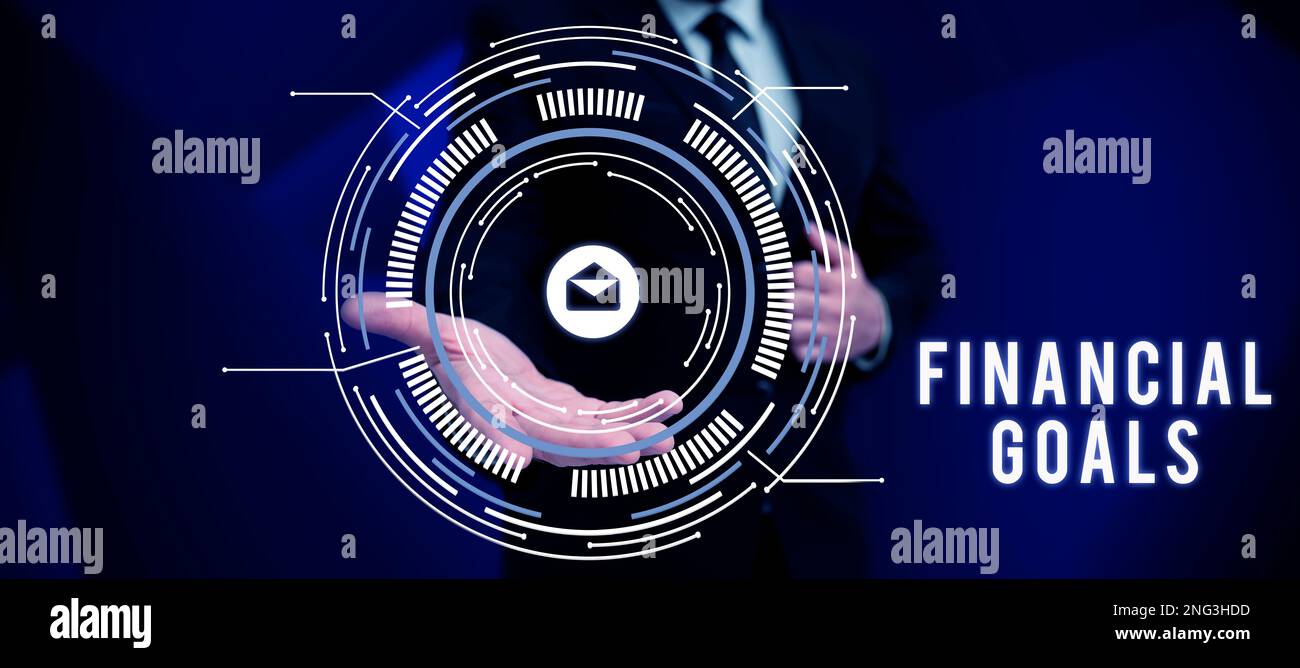 Conceptual caption Financial Goals. Business showcase targets usually ...