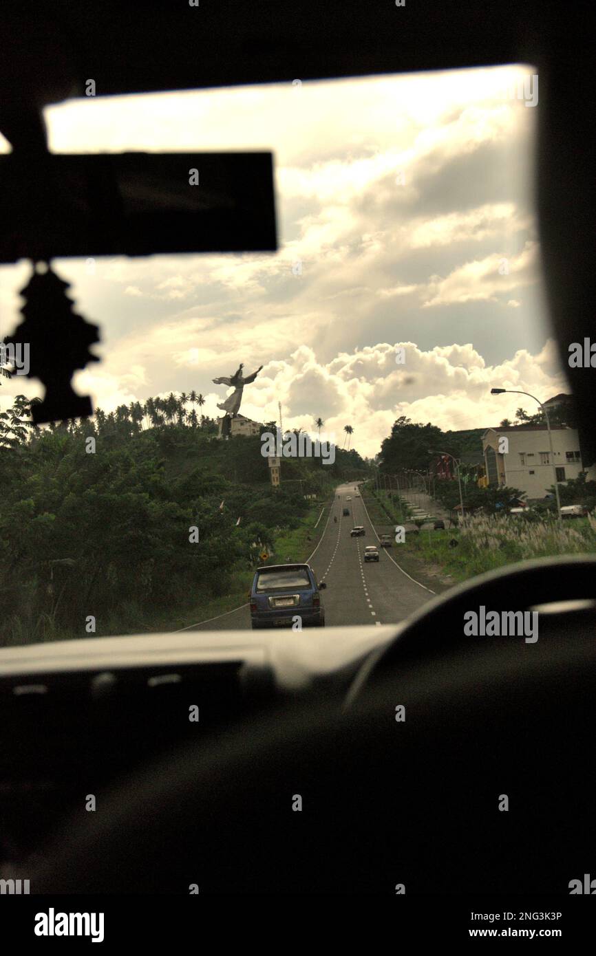 A giant statue known as "Jesus Blessing Monument", a popular landmark ...