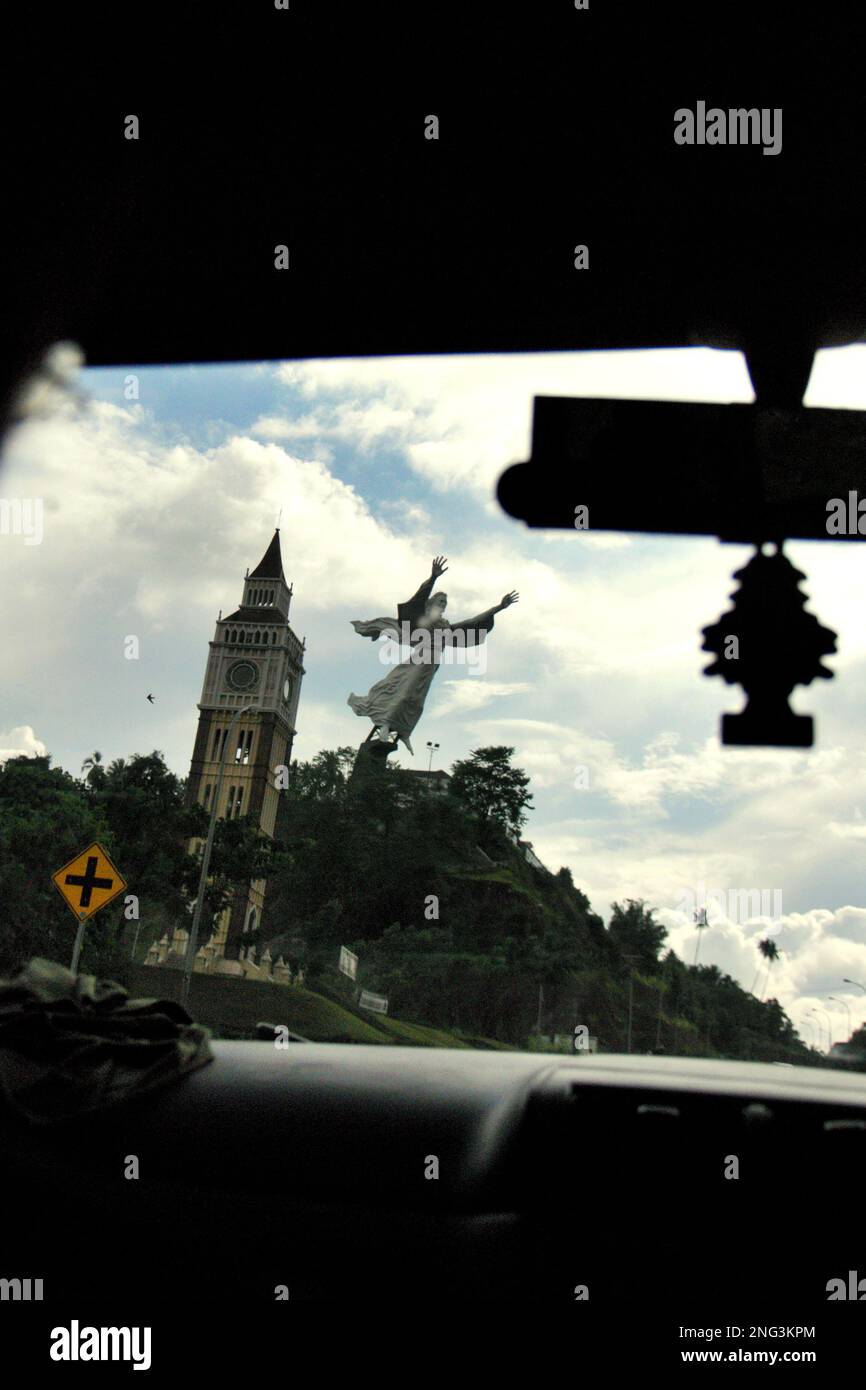A giant statue known as "Jesus Blessing Monument", a popular landmark ...