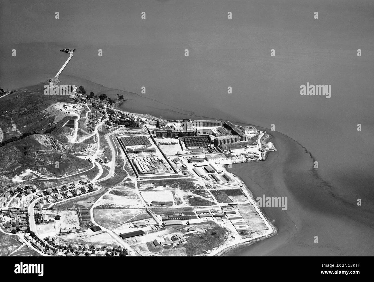 An aerial view of San Quentin prison is shown in San Quentin, Calif. on ...