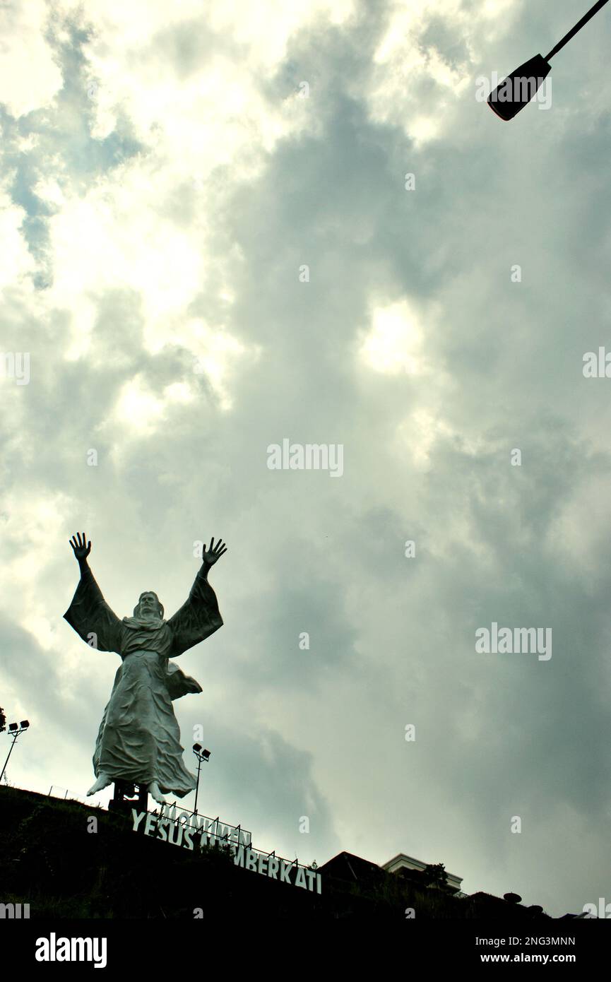 A giant statue known as "Jesus Blessing Monument", a popular landmark ...