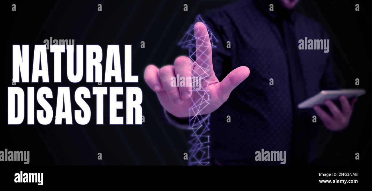 Text caption presenting Natural Disaster. Word for occurring in the ...