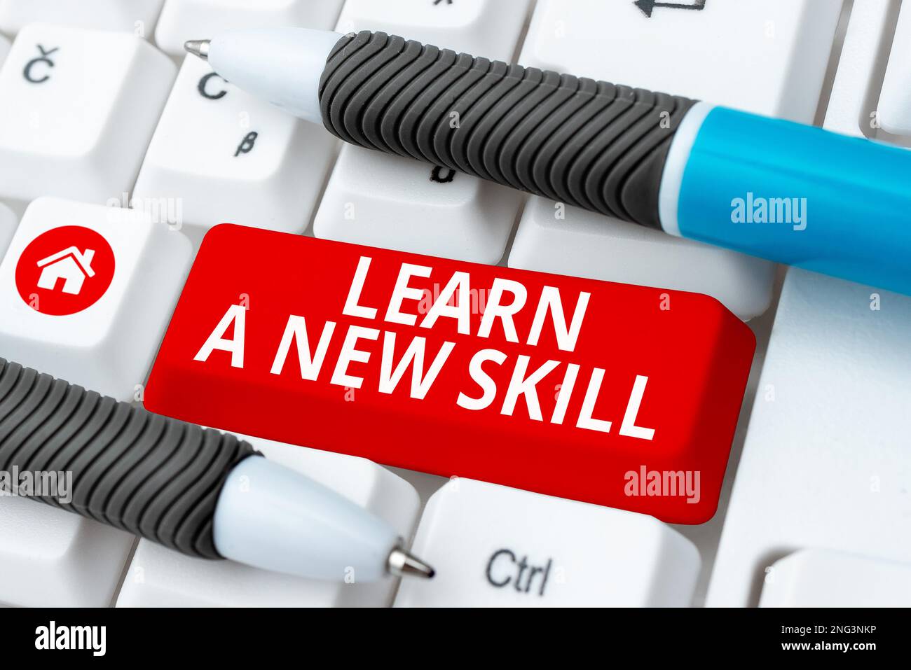 Hand writing sign Learn A New Skill. Internet Concept acquisition knowledge through study ...