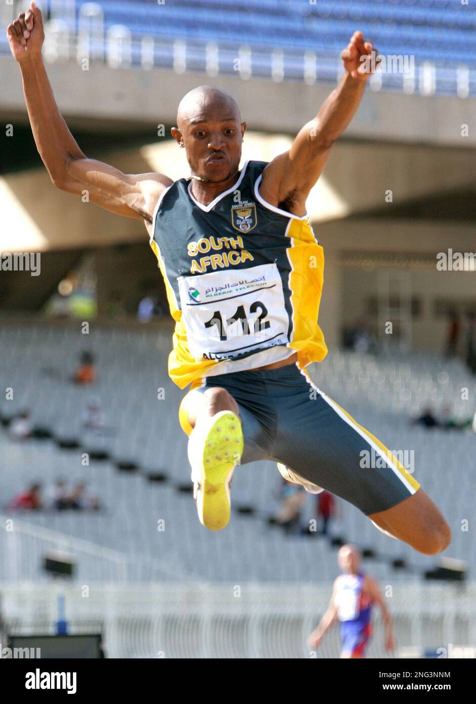 South Africa's Godfrey Mokena Khotso performs during the long jump ...