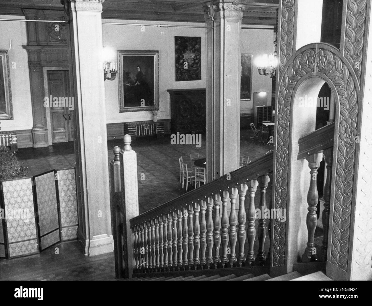 Image shows a staircase of "Villa Huegel", the famous home of the ...
