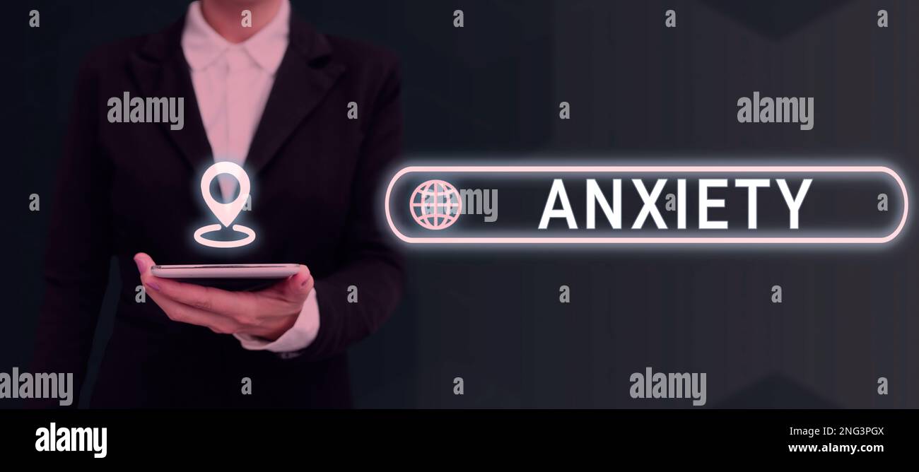 Text caption presenting Anxiety. Internet Concept Excessive uneasiness ...