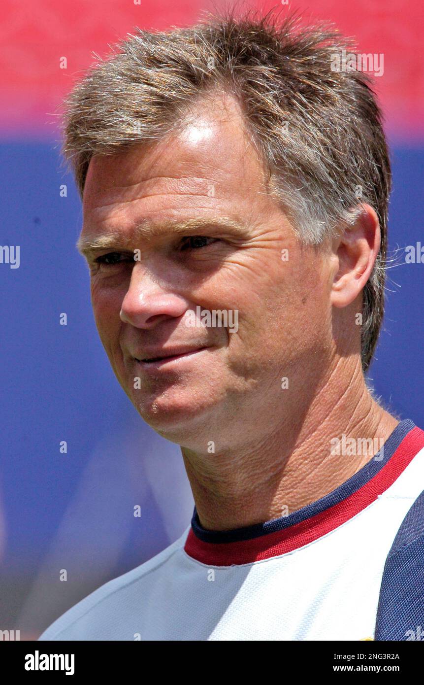 The United States women's soccer coach Greg Ryan looks on during ...