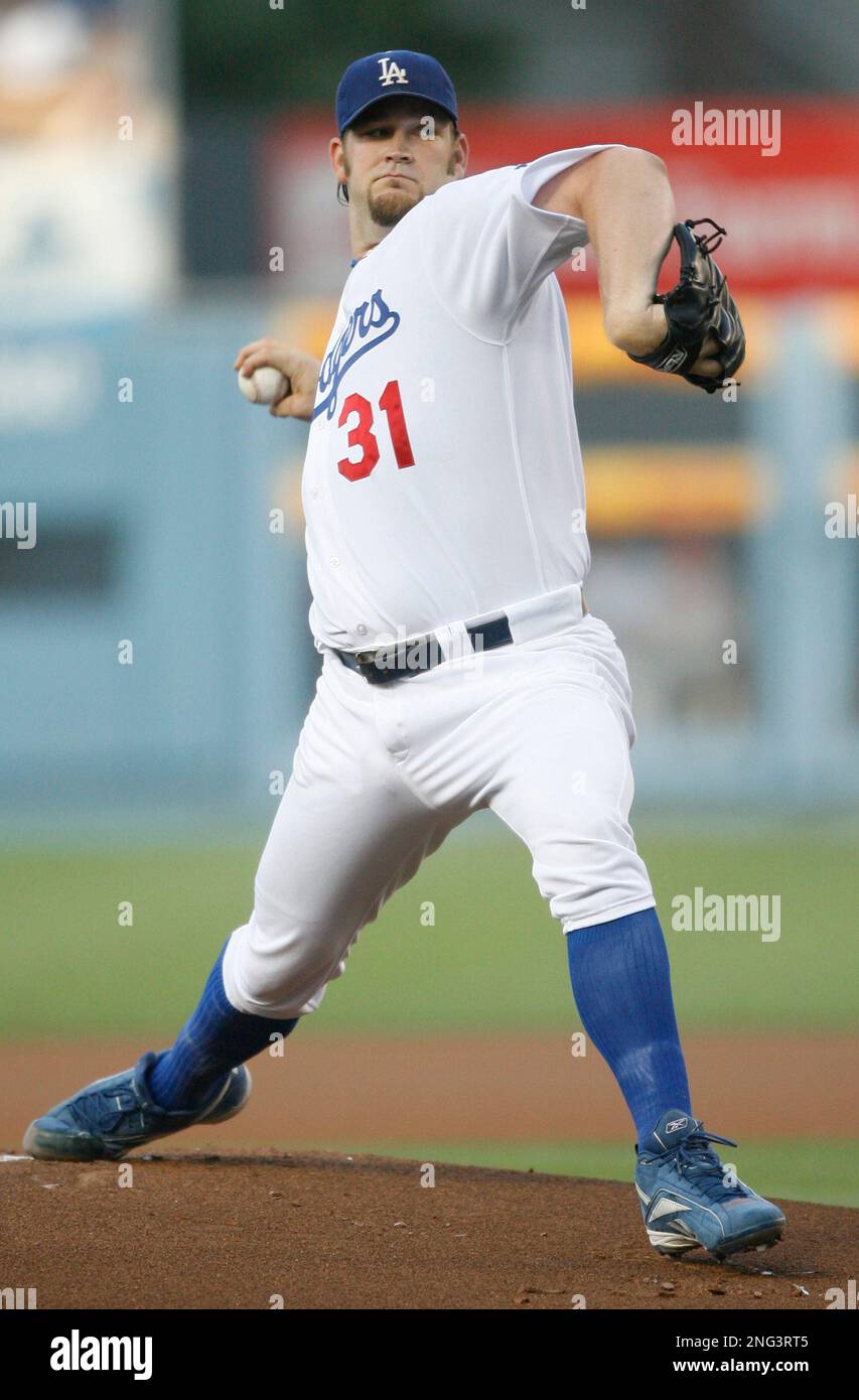 Los Angeles Dodgers' Brad Penny pitches in the first inning of a ...
