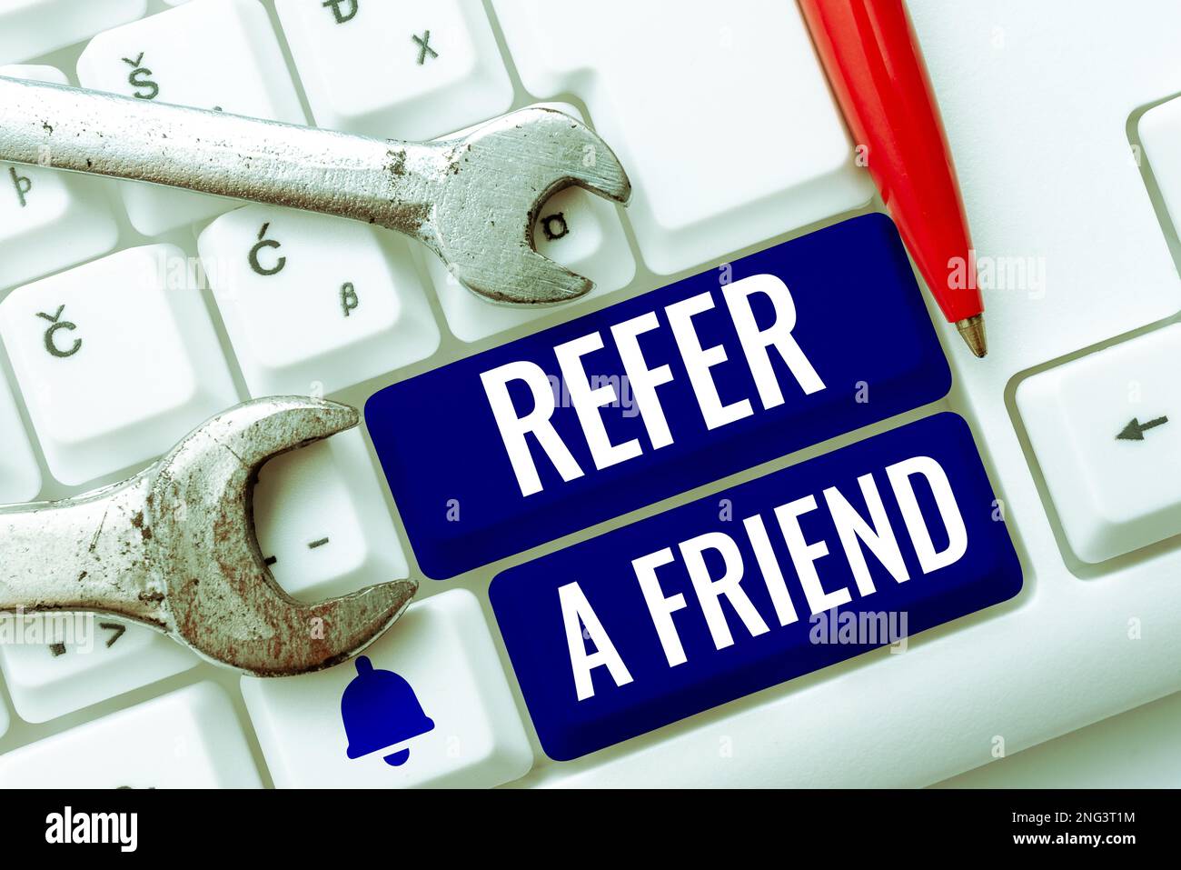 Text caption presenting Refer A Friend. Word for Recommendation Appoint ...