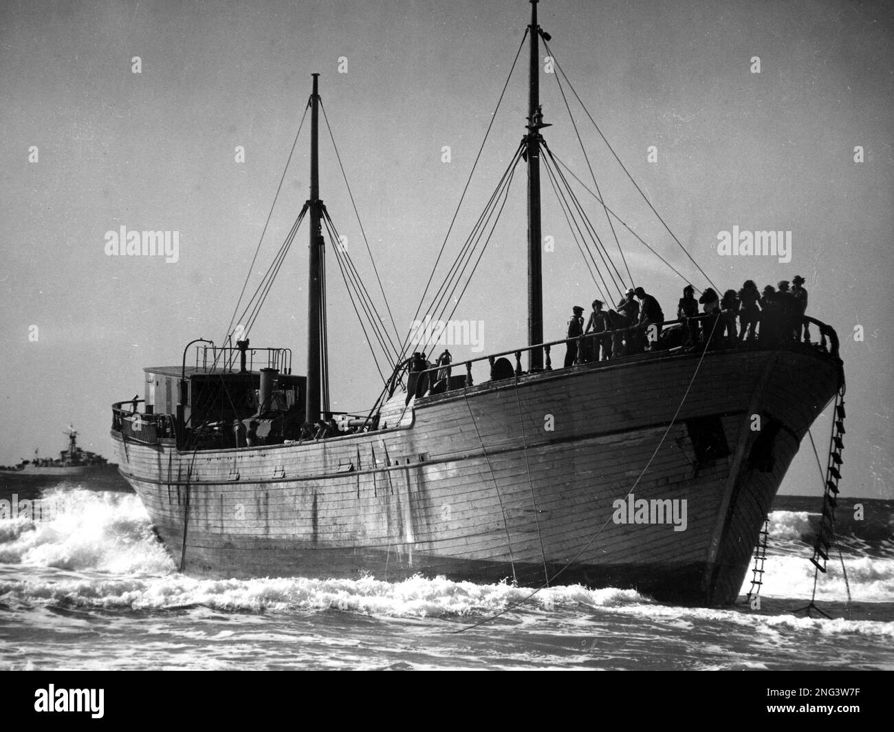The 400 ton refugee ship "Susannah" bound from Italy with 800 illegal ...