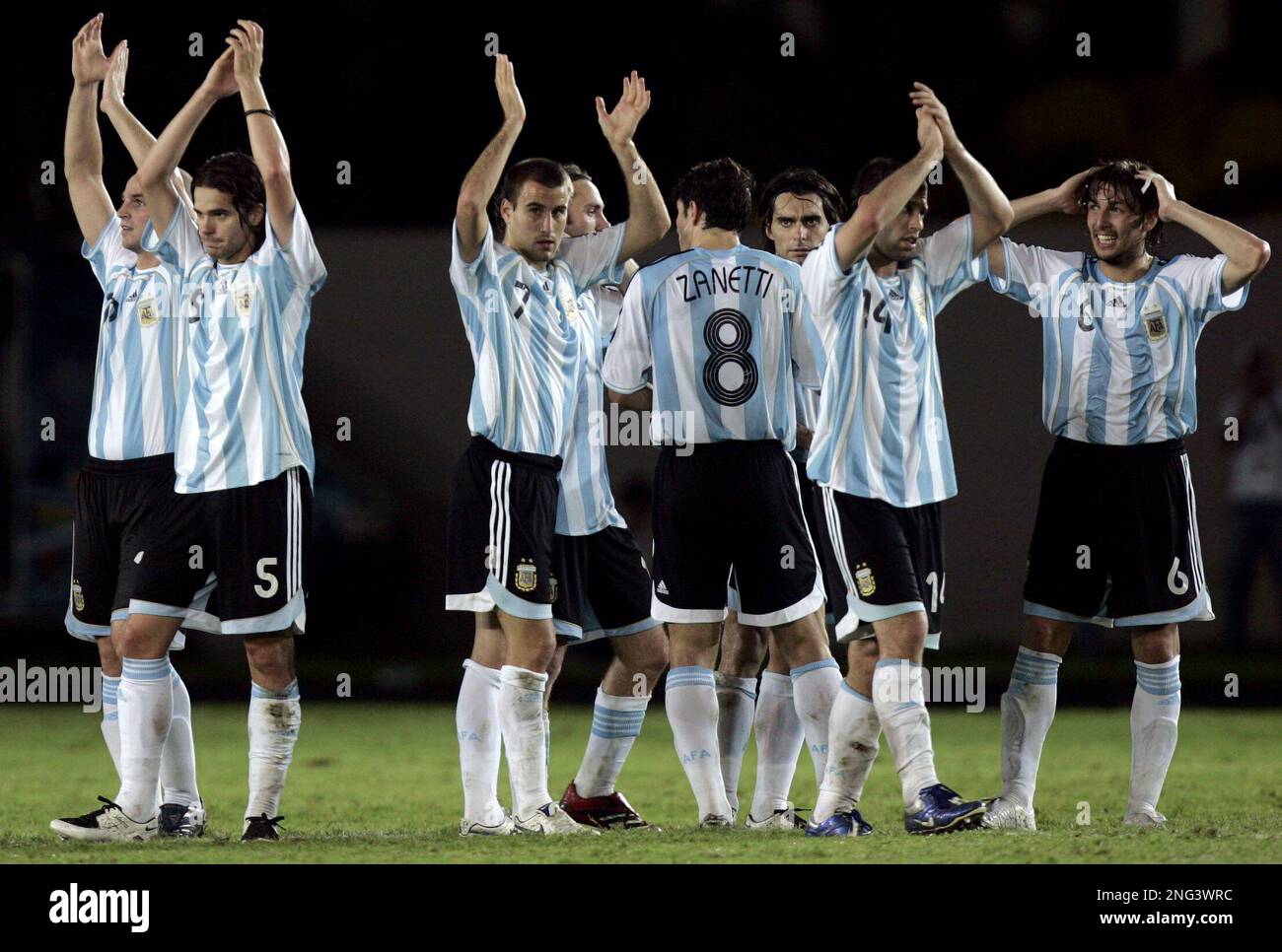 Argentina's players salute the crowd after beating Mexico 3-0 during ...