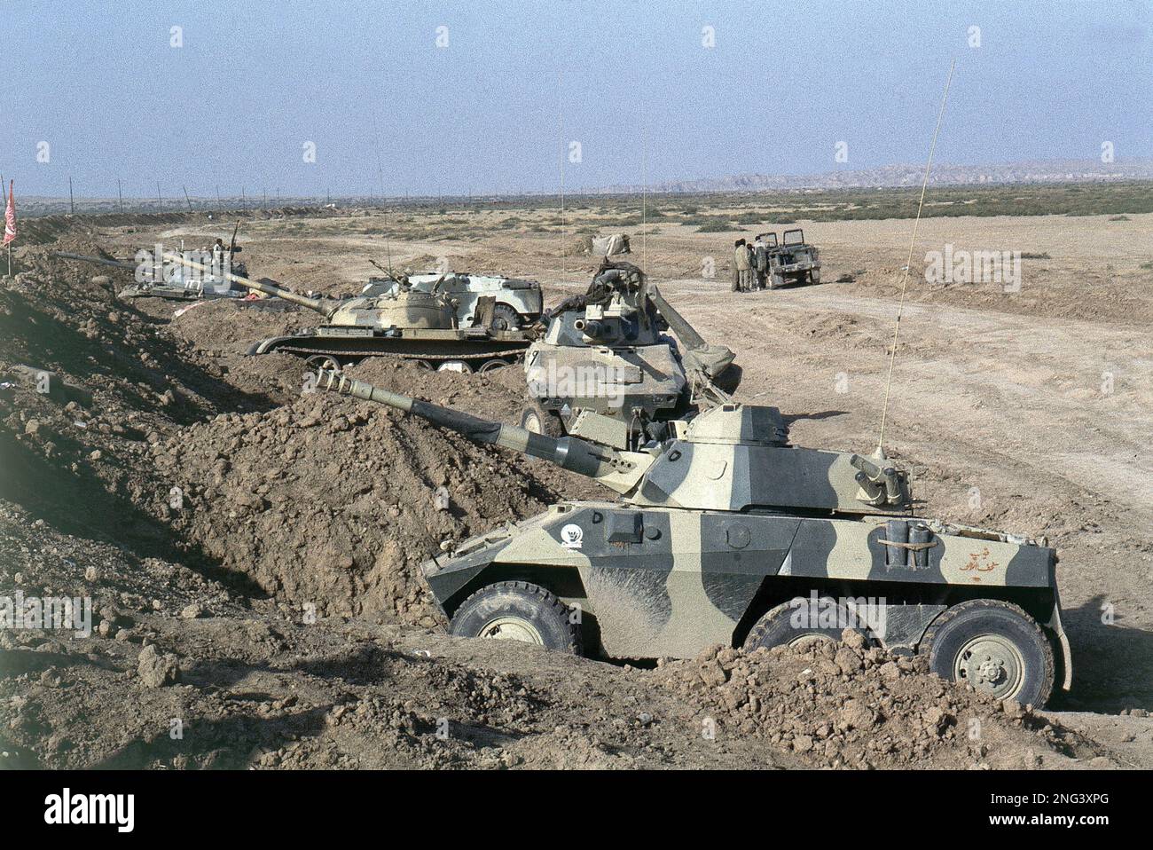 Iranian troops in armored vehicles are seen during the Muharram ...