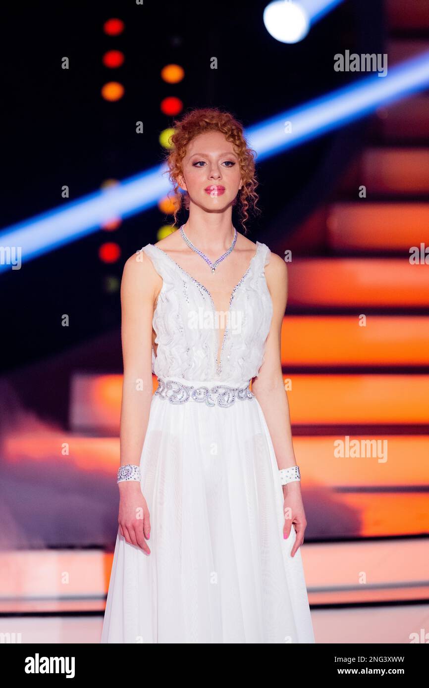 Cologne, Germany. 17th Feb, 2023. Anna Ermakova, model, dances at the ...