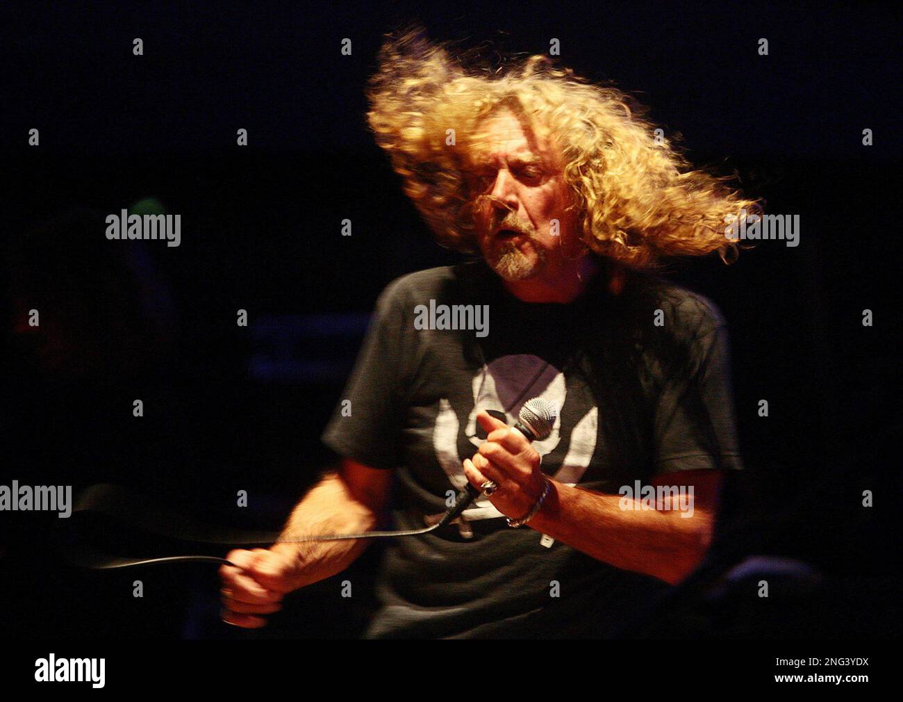 Former Led Zeppelin lead singer Robert Plant performs during a concert ...