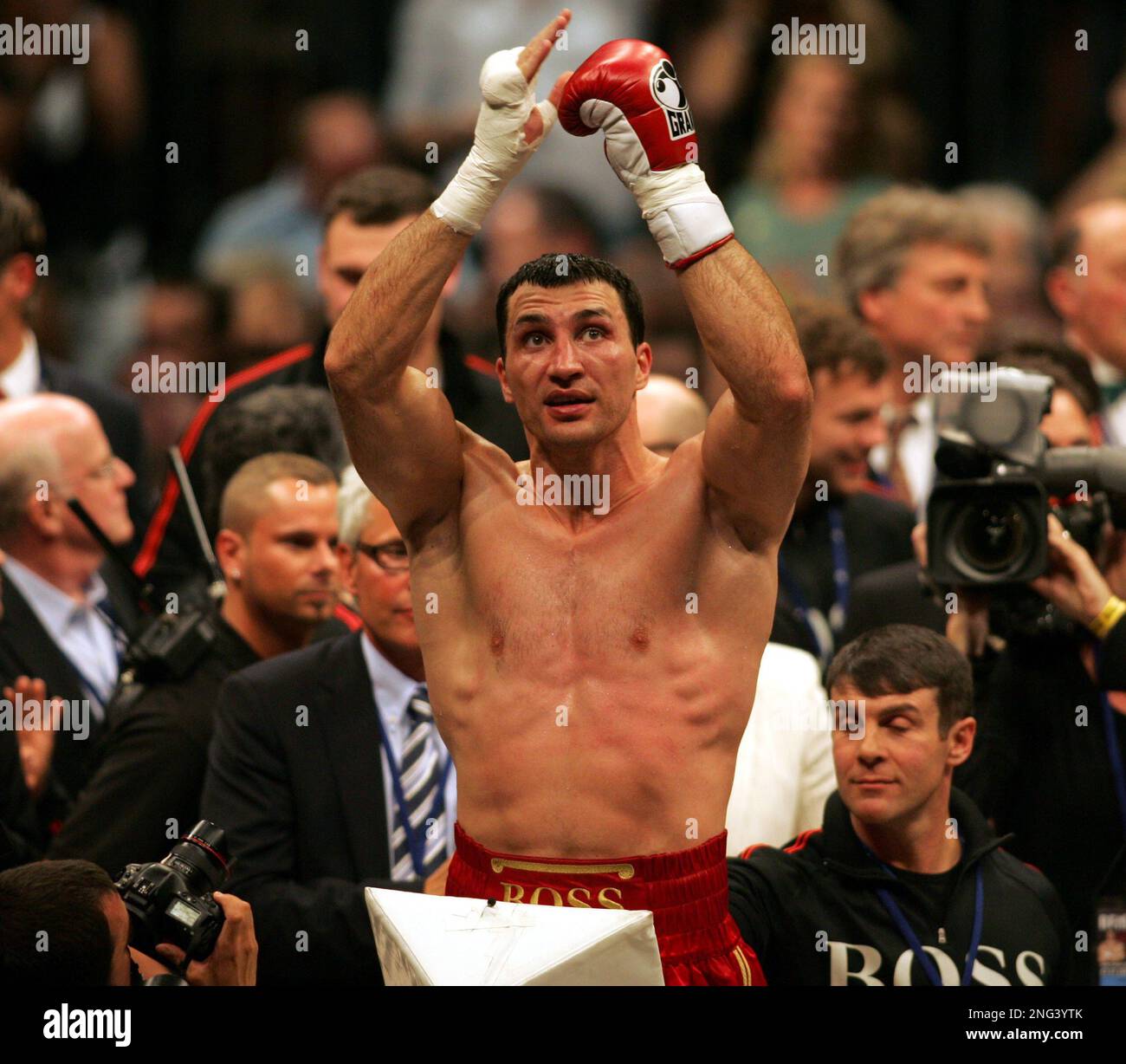 Ukrainian IBF heavyweight boxing champion Wladimir Klitschko celebrates ...
