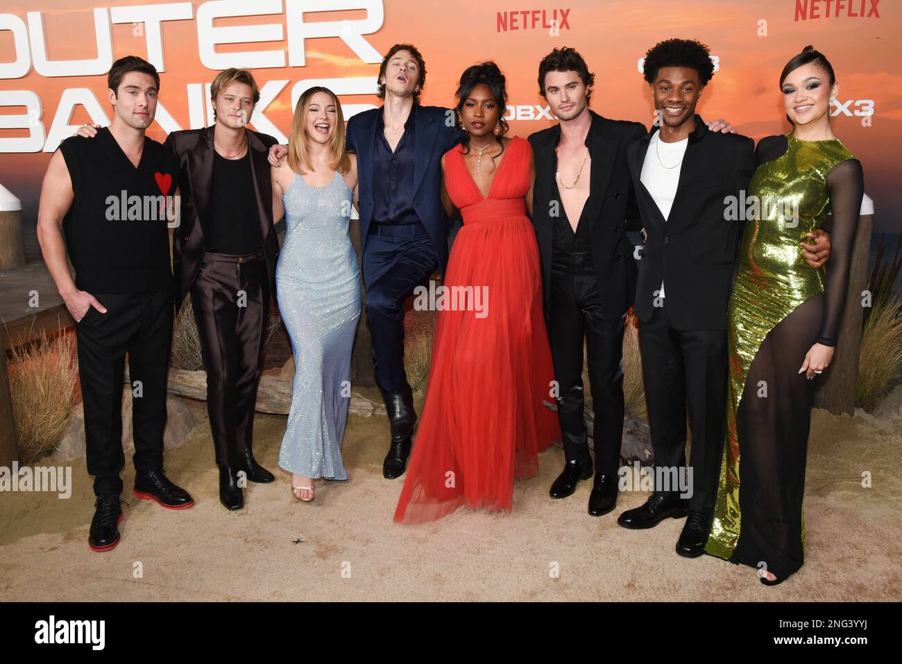 16 February 2023 - Westwood, California - (L-R) Austin North, Rudy Pankow, Madelyn Cline, Drew ...