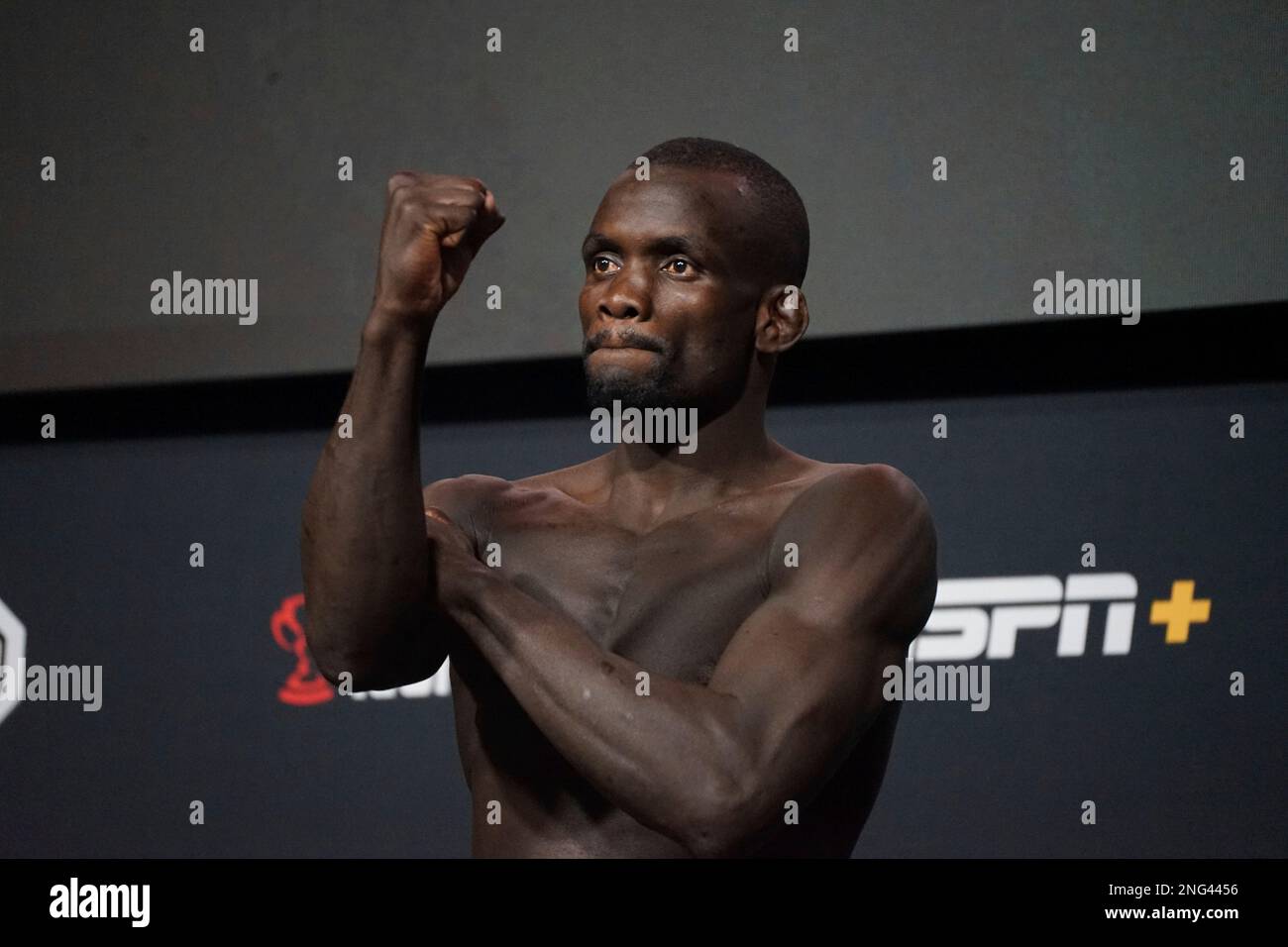 LAS VEGAS, NV - FEBRUARY 17: Themba Gorimbo weighs in ahead of their ...