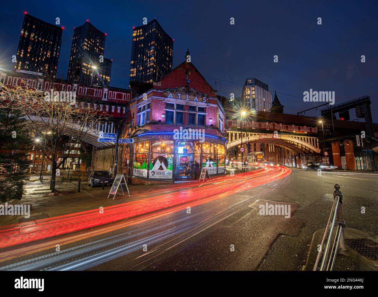 Light trail captured in Manchester Stock Photo - Alamy