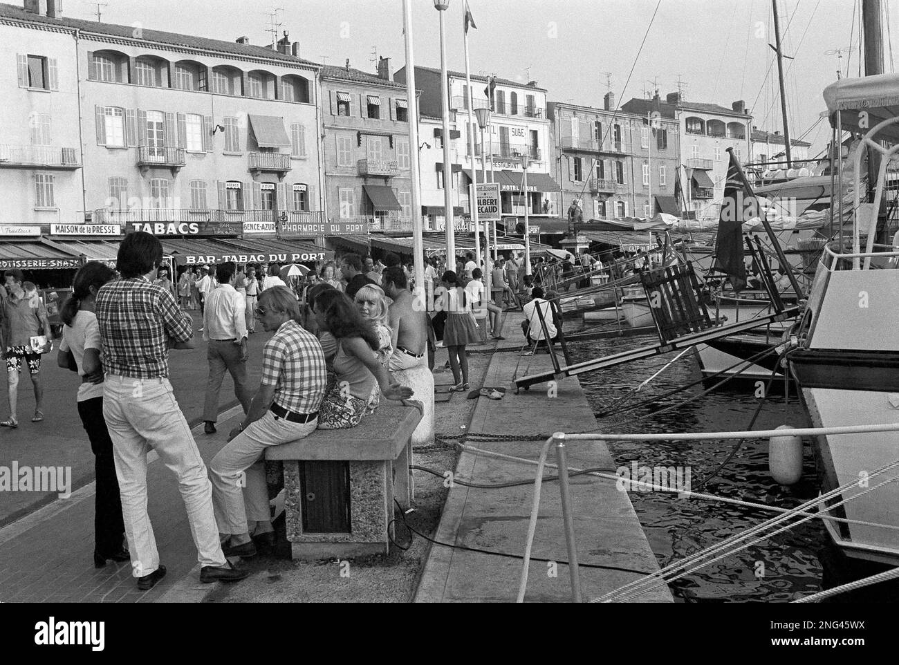 The streets of Saint Tropez, France August 13, 1969 with some of it's ...