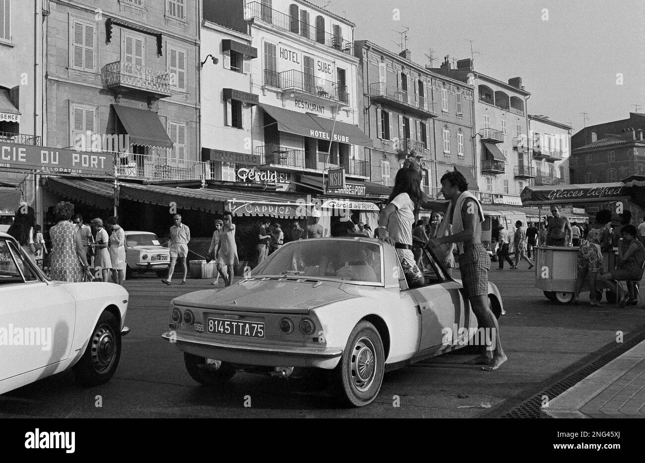 The streets of Saint Tropez, France August 13, 1969 with some of it's ...