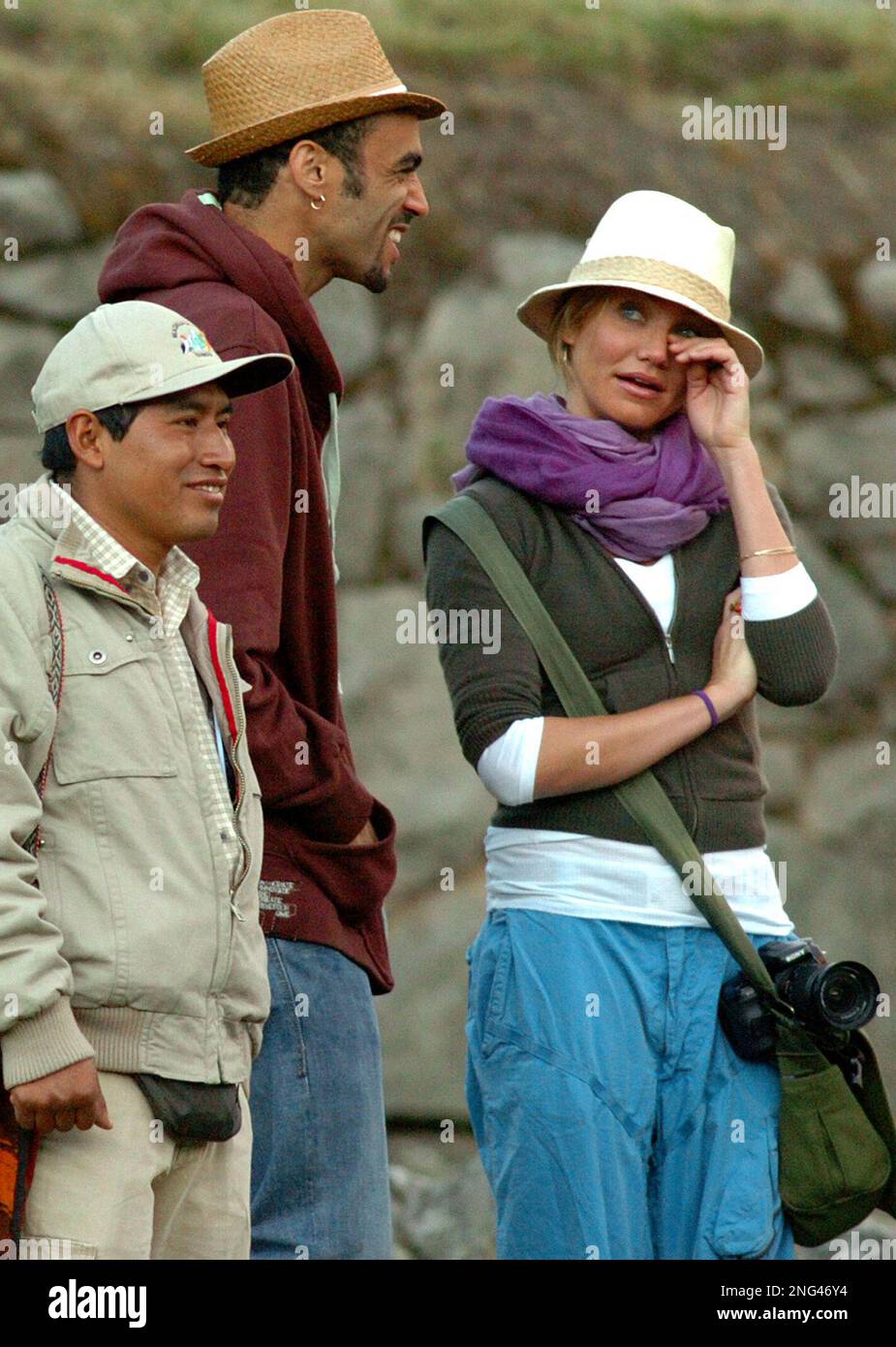US actress Cameron Diaz, right, stands with MTV Canada host Sol Guy ...